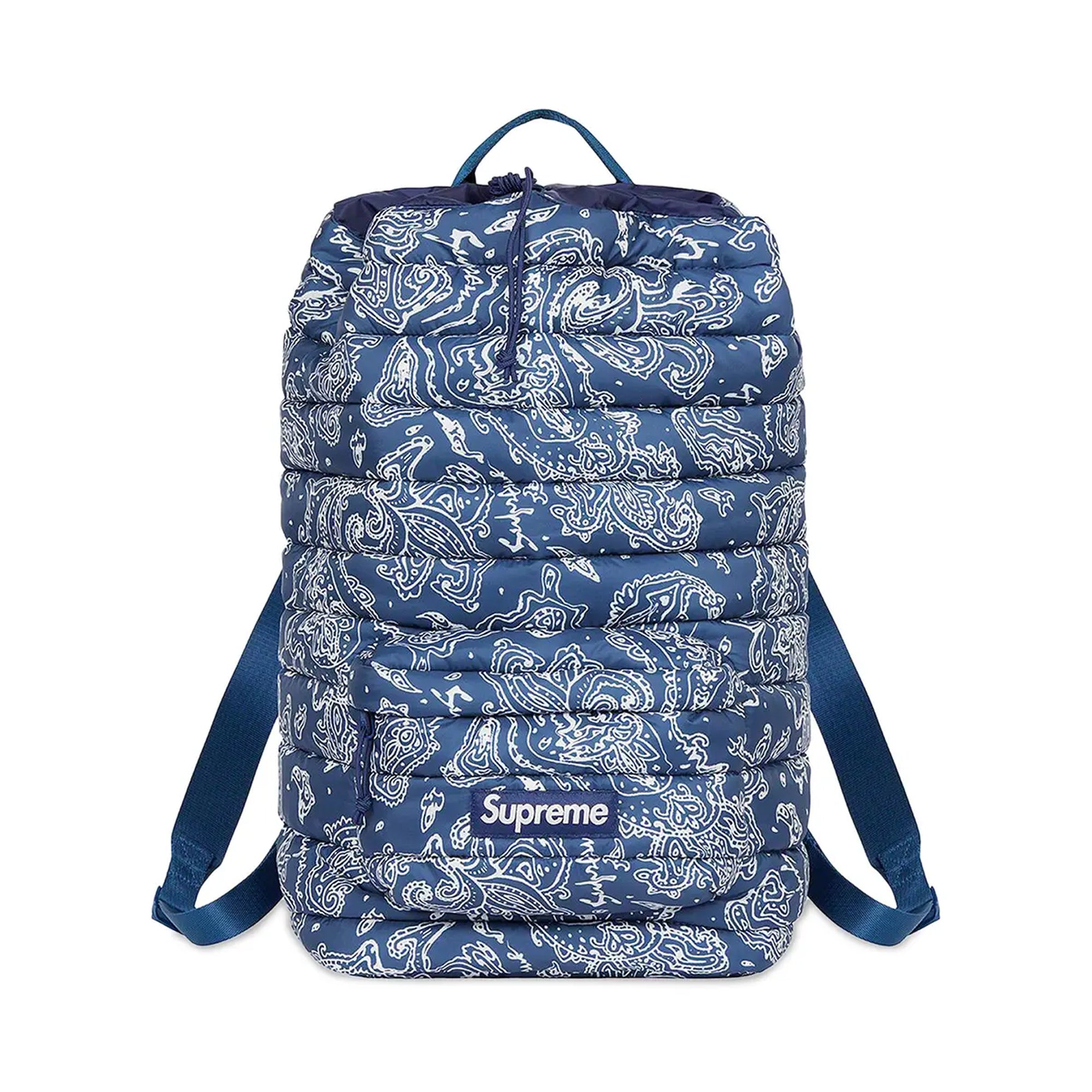 Supreme Puffer Backpack Blue Paisley